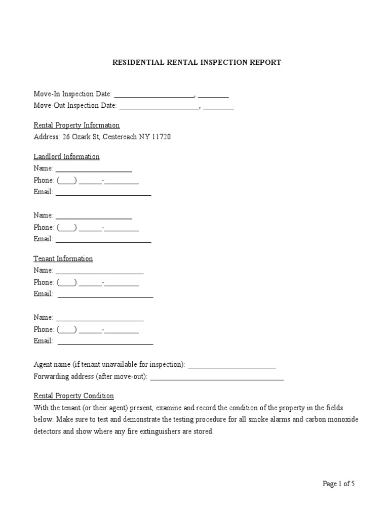 Rental Inspection Report | Download Free PDF | Landlord | Leasehold Estate