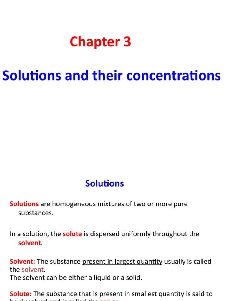 Types and Concentrations of Solutions | PDF | Solution | Concentration