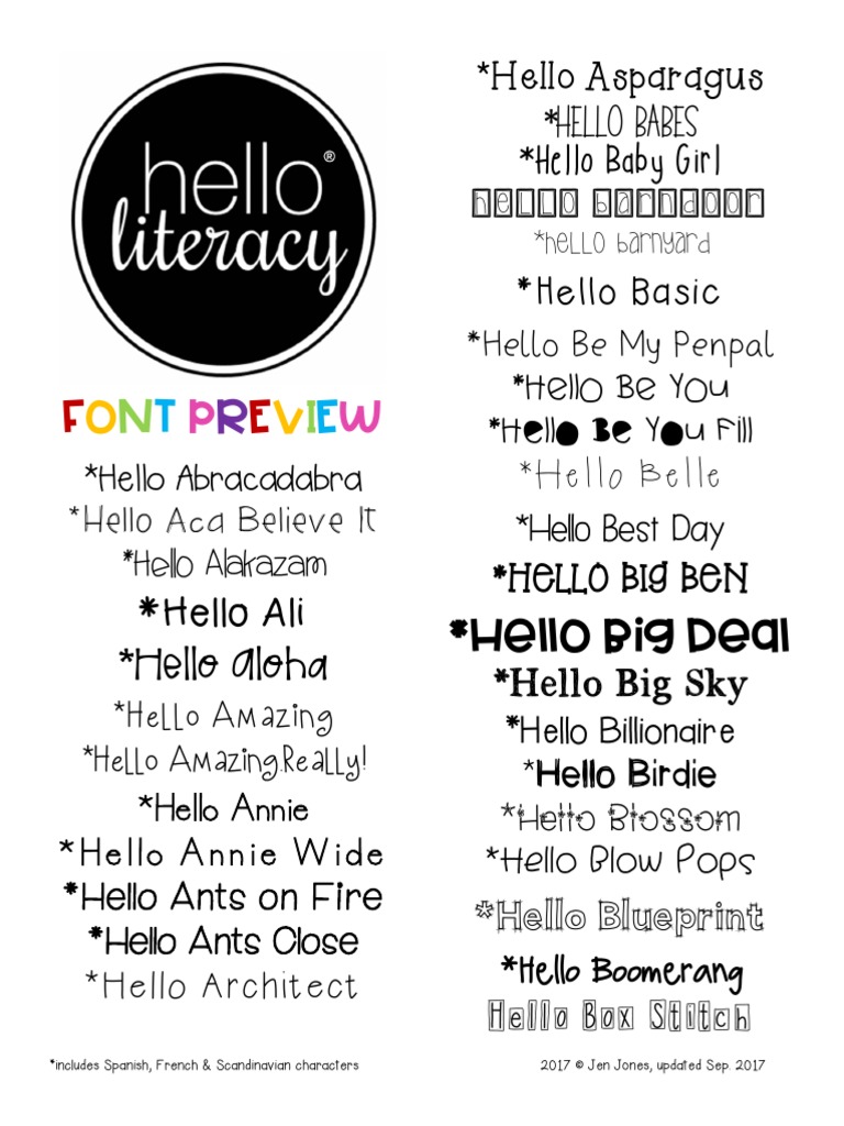 Hello Fonts Preview - Any License | PDF