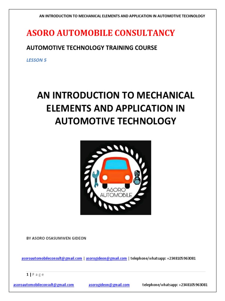 An Introduction To Mechanical Elements and Application in Automotive ...