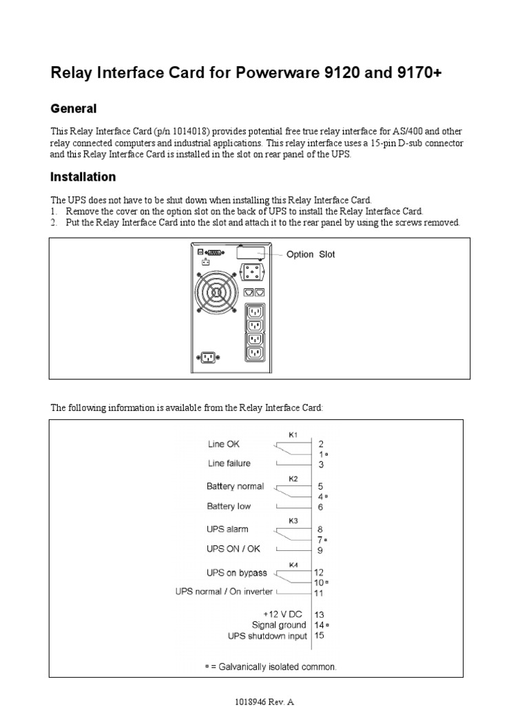 Relay Card for Powerware 9120/9170 | PDF | Electrical Connector | Relay