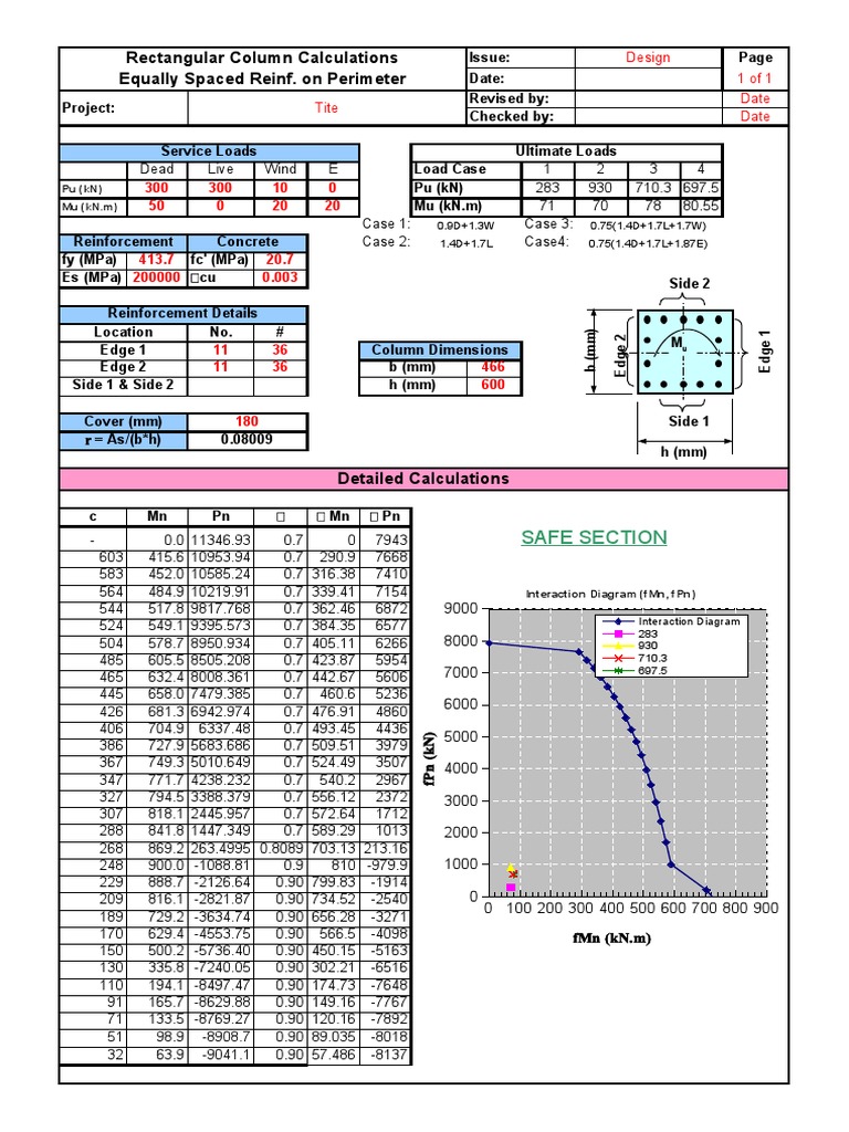 Rectangular Reinforced Concrete Column Design Calculations | PDF | Architectural Elements ...