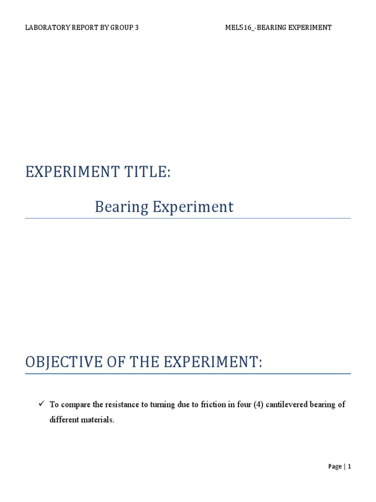 EXPERIMENT TITLE Bearing by Abraham | PDF | Bearing (Mechanical) | Friction