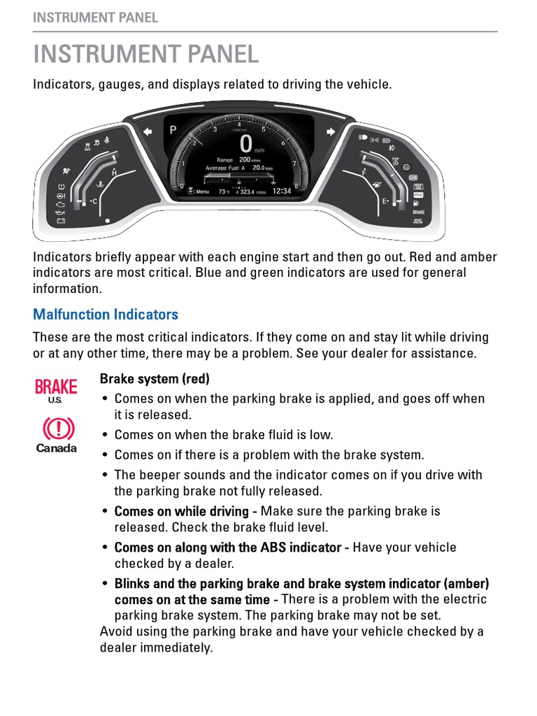 2020 Civic 5D Dashboard Details | PDF | Anti Lock Braking System | Brake