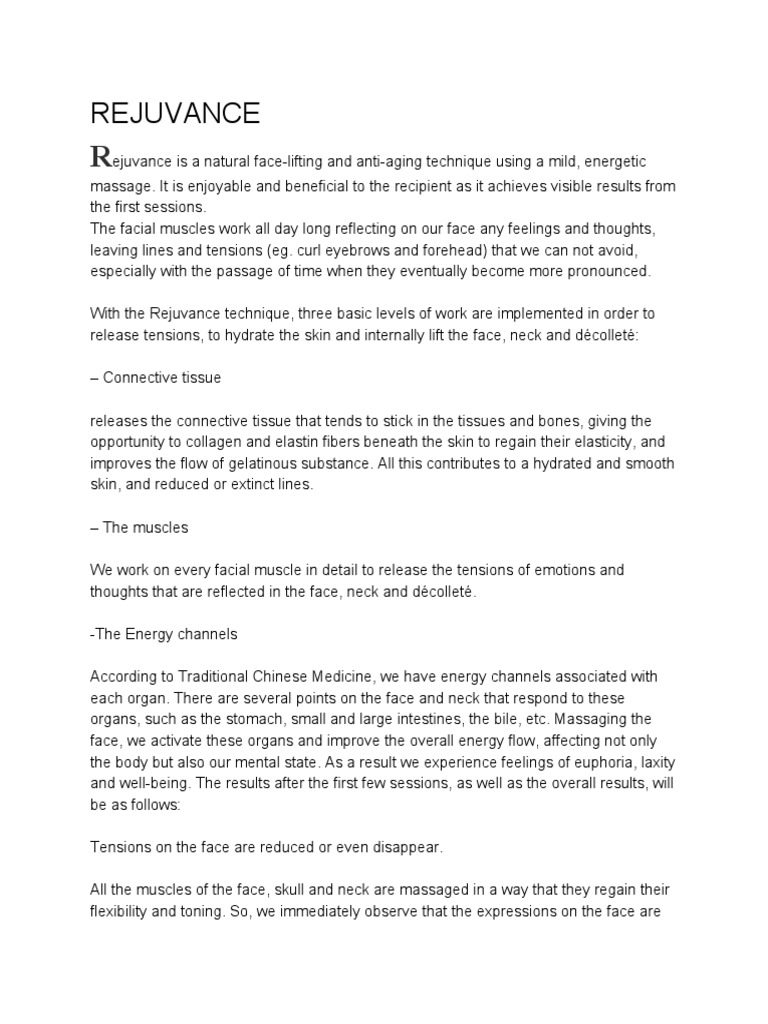 Rejuvance Text | PDF | Skin | Connective Tissue