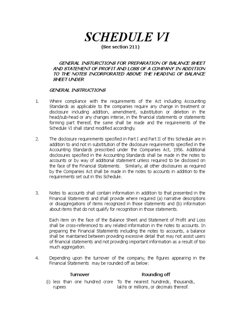 Revised Schedule VI Requirements | PDF | Income Statement | Expense