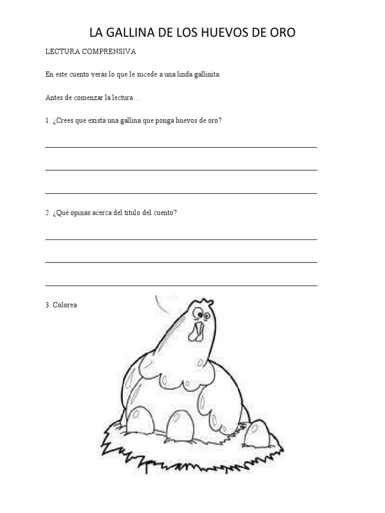 La gallina de los huevos de oro: Actividades | PDF | Cocina, comidas y ...