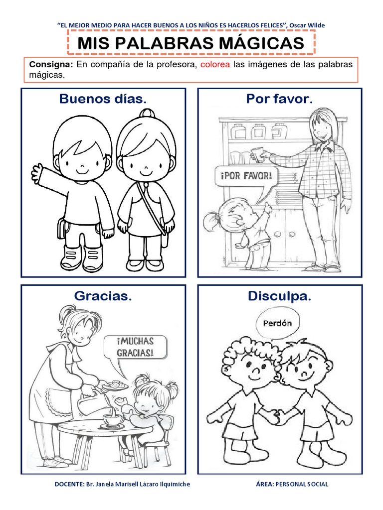 Palabras Mágicas para Colorear Niños | PDF