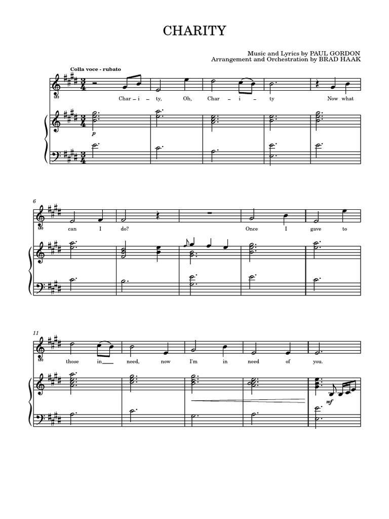 Charity: Colla Voce - Rubato | PDF | Musical Notation | Musical ...