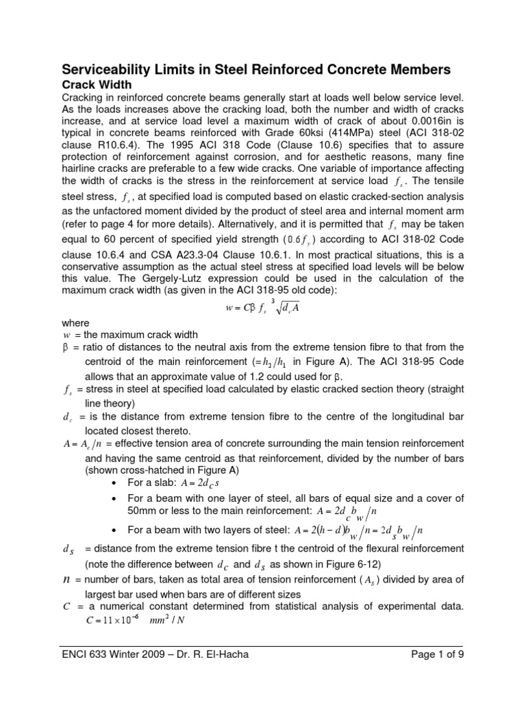 Notes On Serviceability Limits | PDF | Beam (Structure) | Reinforced ...