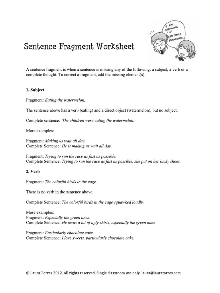 Warm Up On Sentence Fragments, Part 1 | PDF