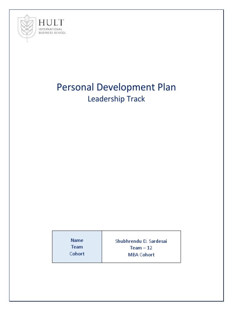 Assignment (A3) - Personal Development Plan For Shubhrendu Sardesai ...