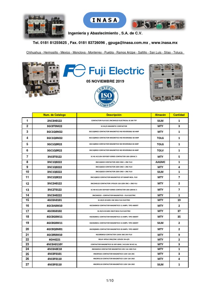 Inventory List of Electrical Components from Ingeniería y ...