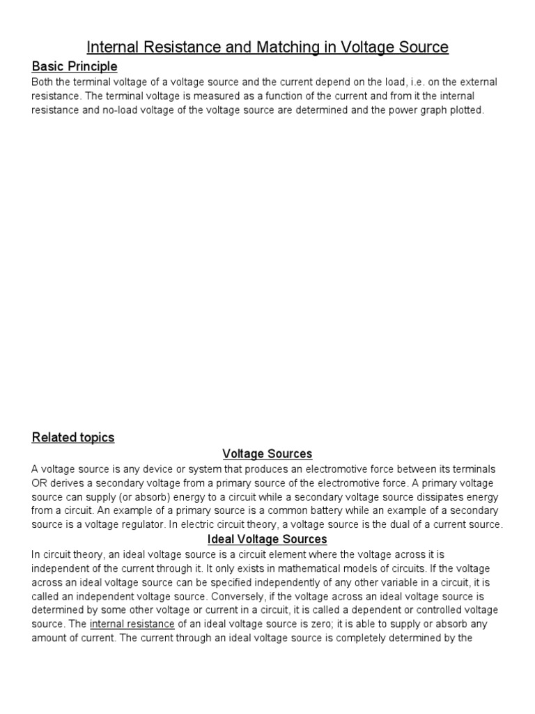 Voltage Source & Resistance Matching | PDF | Voltage | Electrical Network