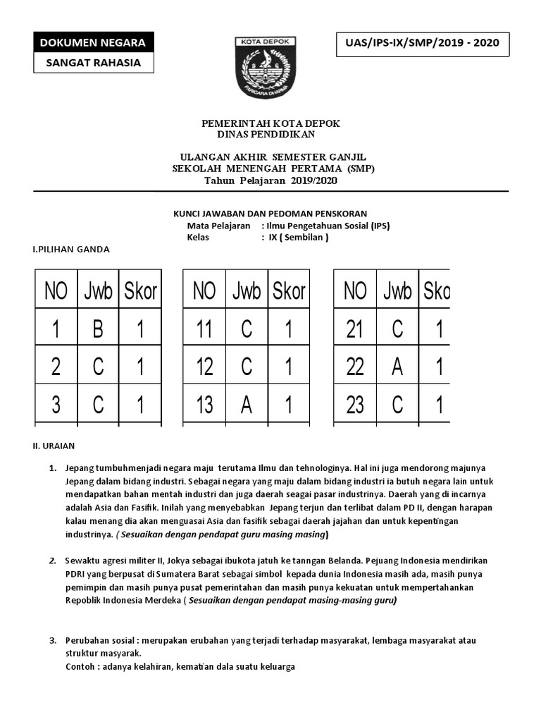 Kunci Jawaban Ips Kls 9 KTSP | PDF