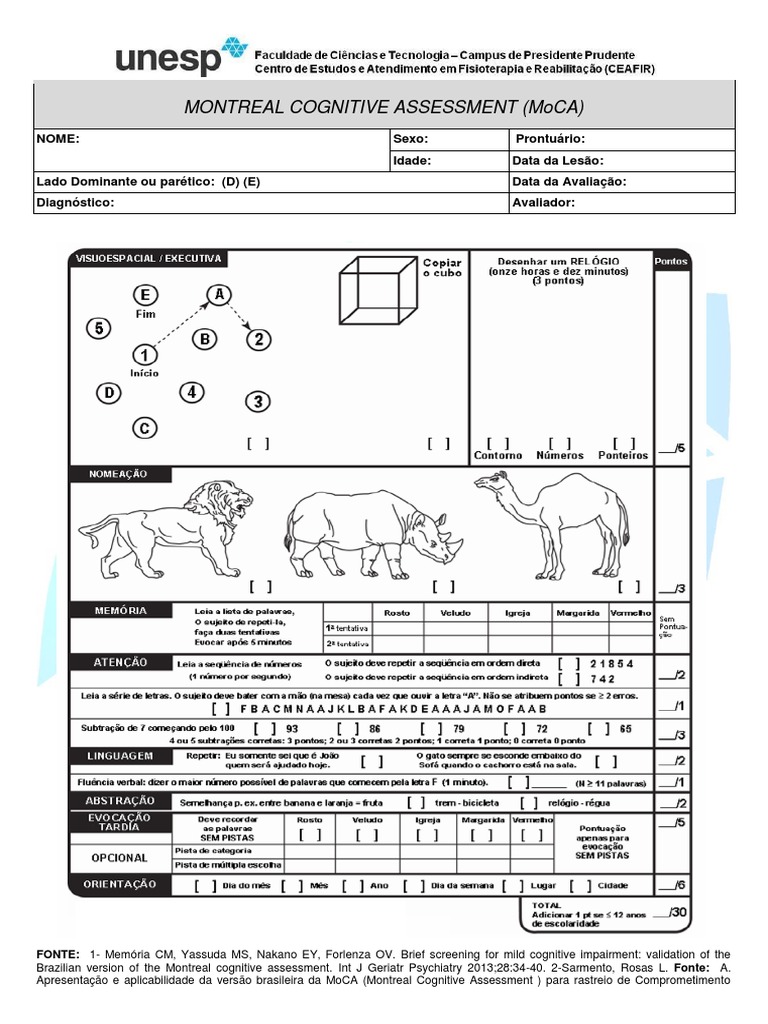 Escala MoCA | PDF | Autoajuda | Ciências e Matemática