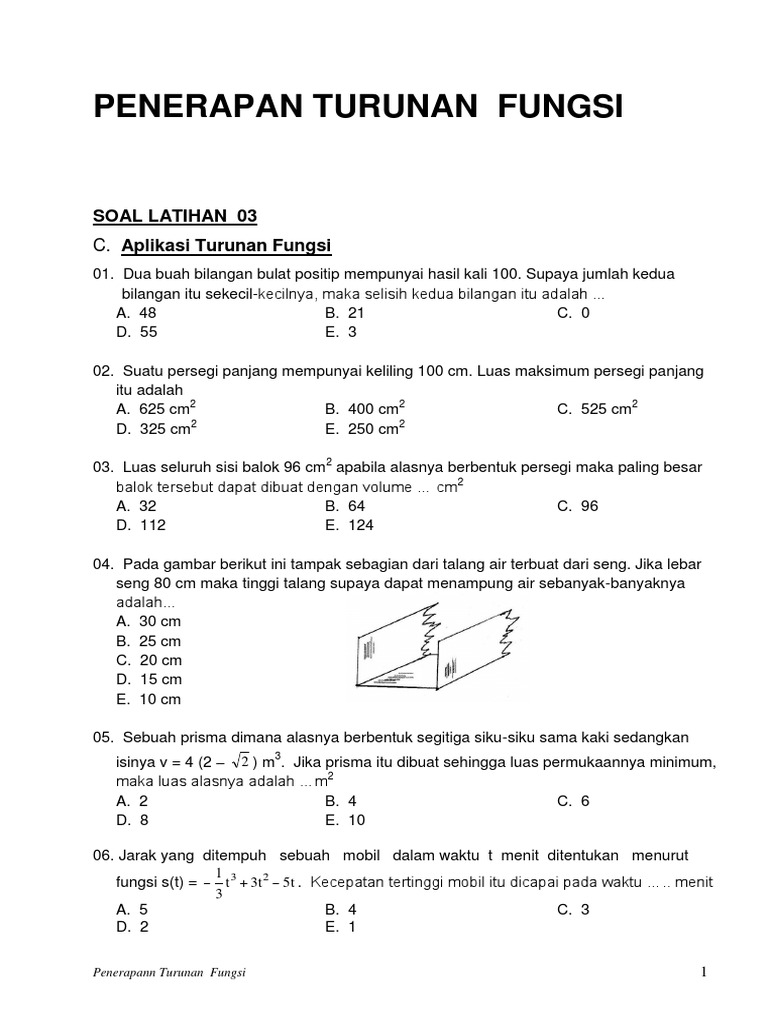 Irvan Dedy Latihan Aplikasi Turunan | PDF