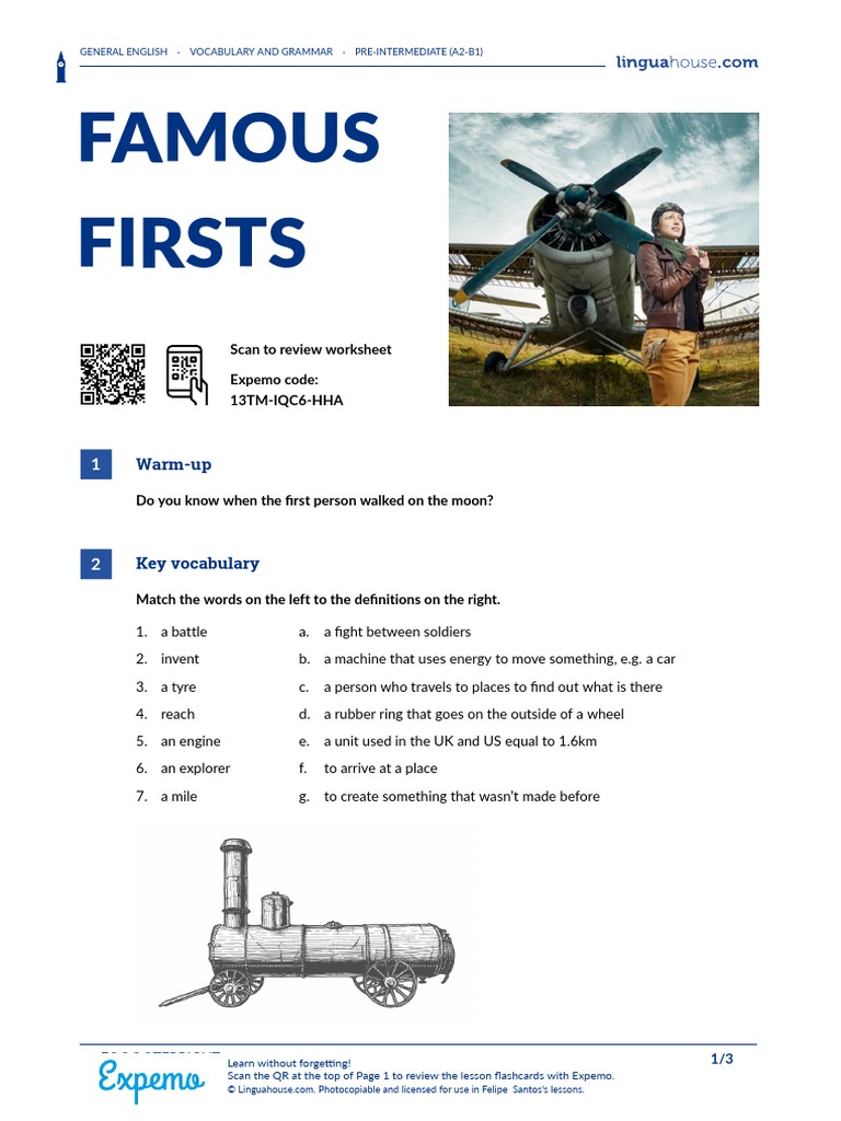 Famous Firsts British English Teacher Ver2 | PDF | Grammar | Syntax