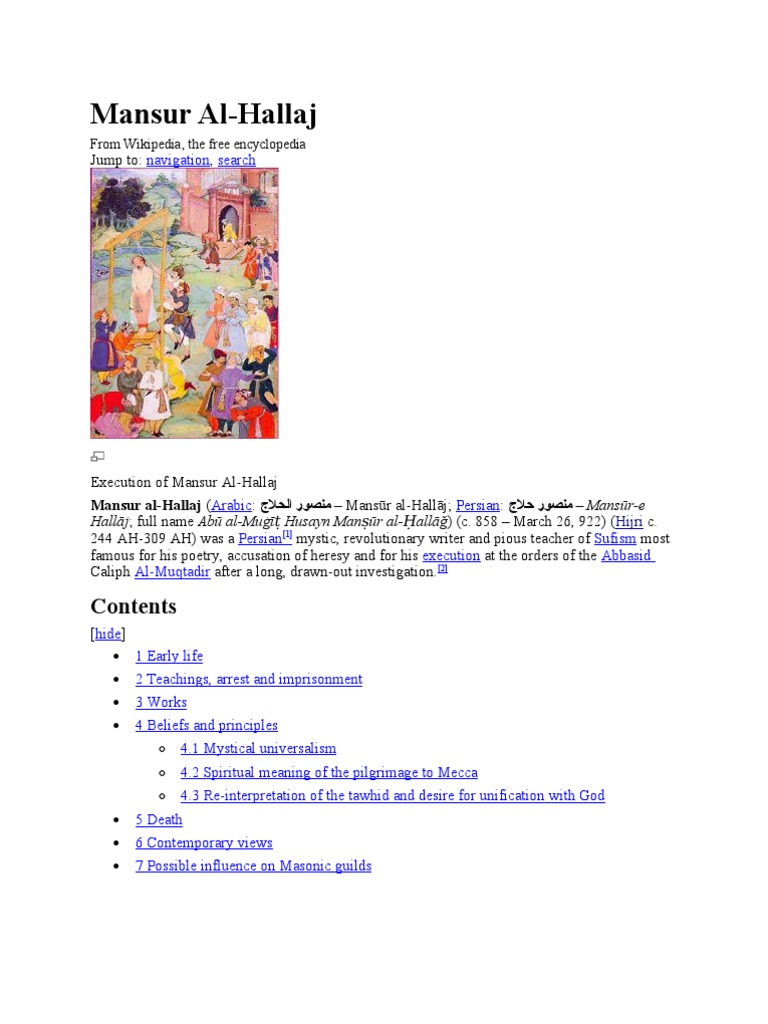 Mansur Al-Hallaj: From Wikipedia, The Free Encyclopedia | PDF ...