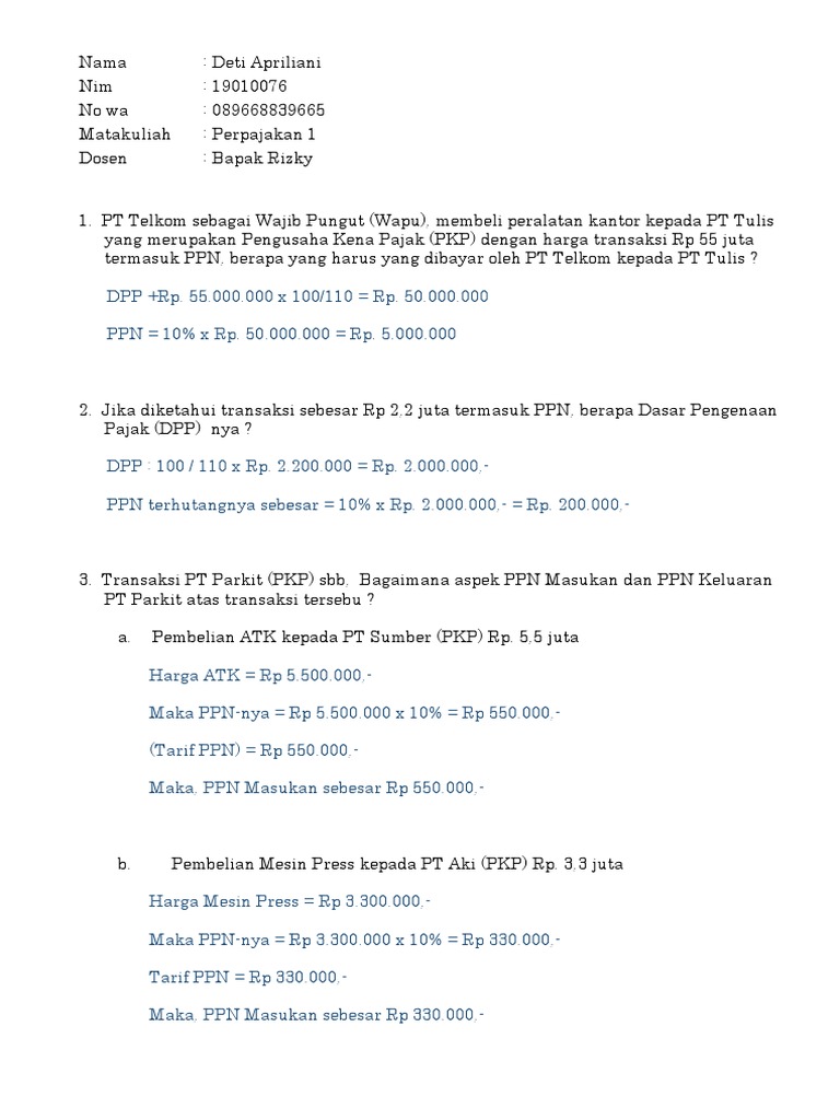 UAS Perpajakan 1 Deti | PDF