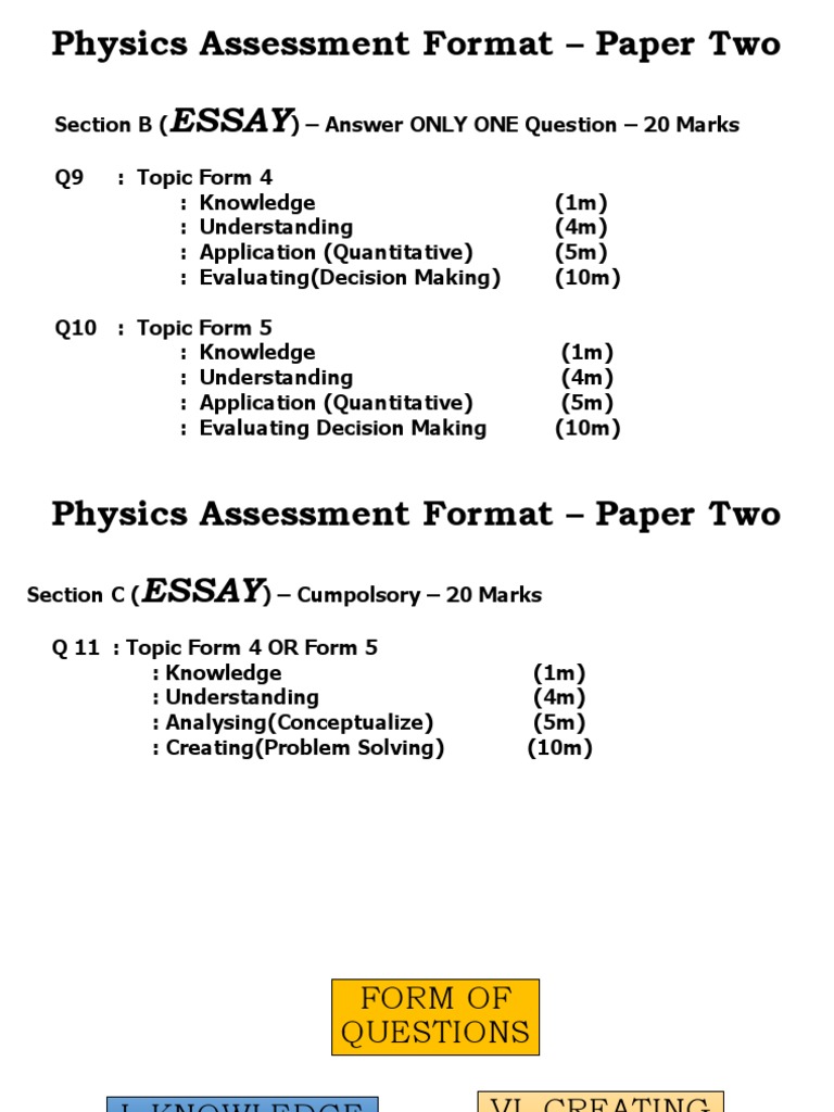 Essay: Physics Assessment Format - Paper Two | PDF | Density | Friction