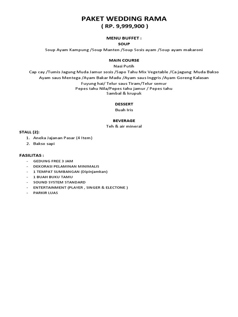 Paket Wedding Lemah Ledok 2017 New | PDF