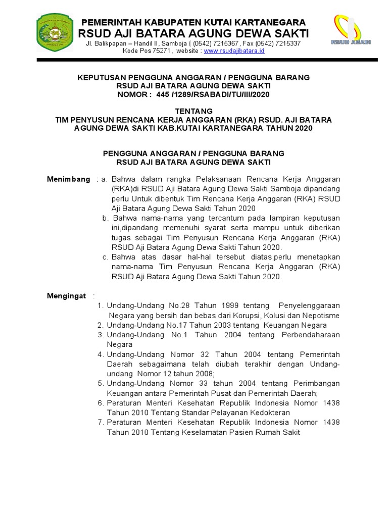 SK Tim Penyusun Rka | PDF