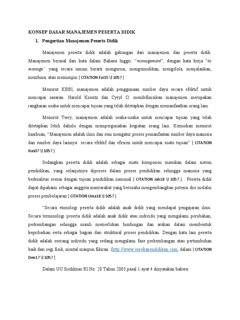 Konsep Dasar Manajemen Peserta Didik | PDF