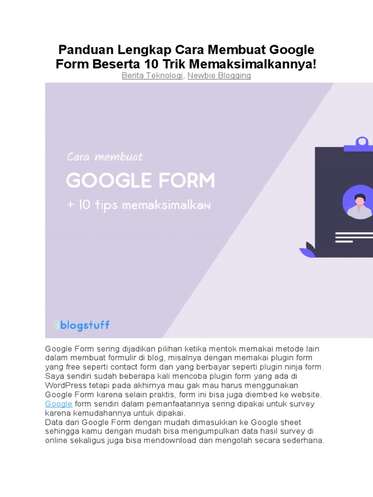Panduan Membuat Google Form | PDF