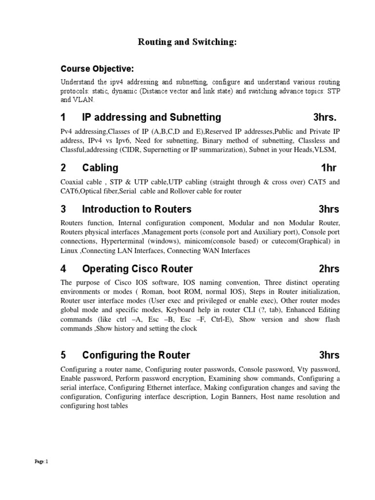 Routing Switching Elective Syllabus | PDF | Routing | Network Switch