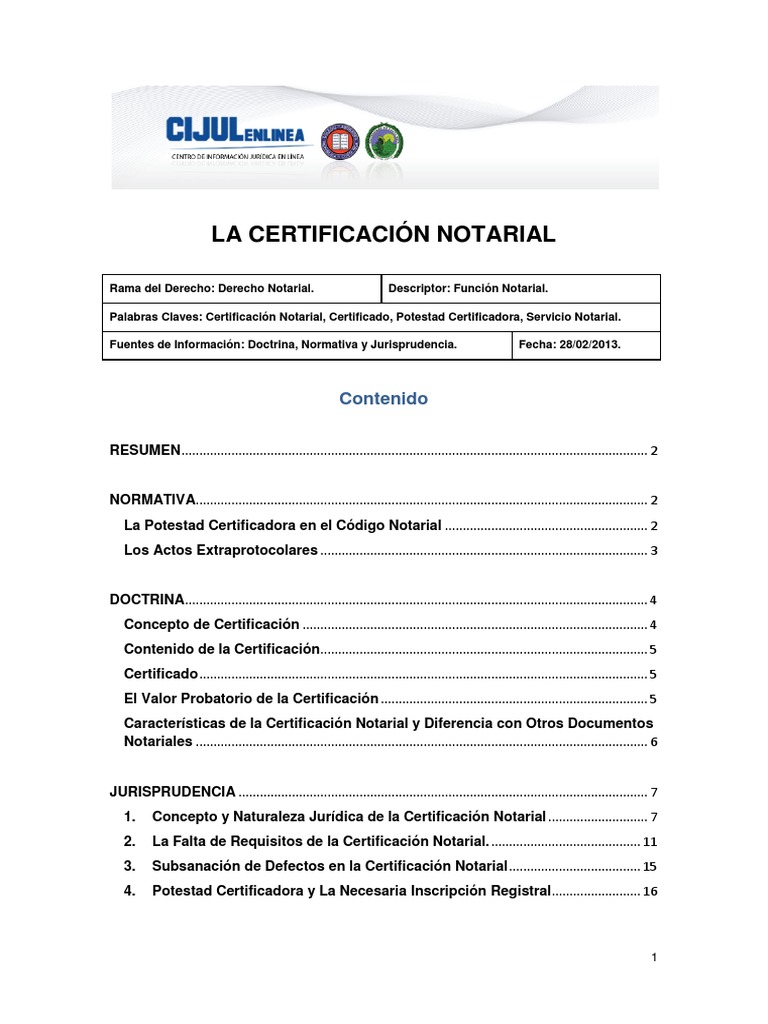 La Certificacion Notarial | PDF | Ley común | Justicia