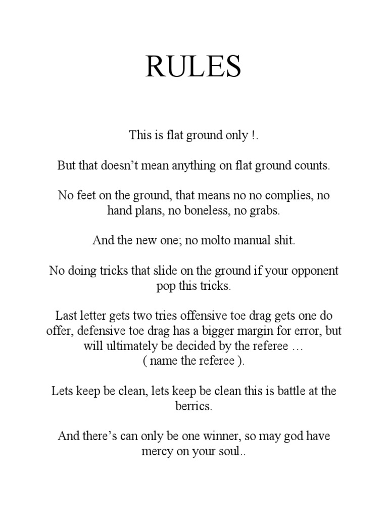 Berrics' Rules | PDF