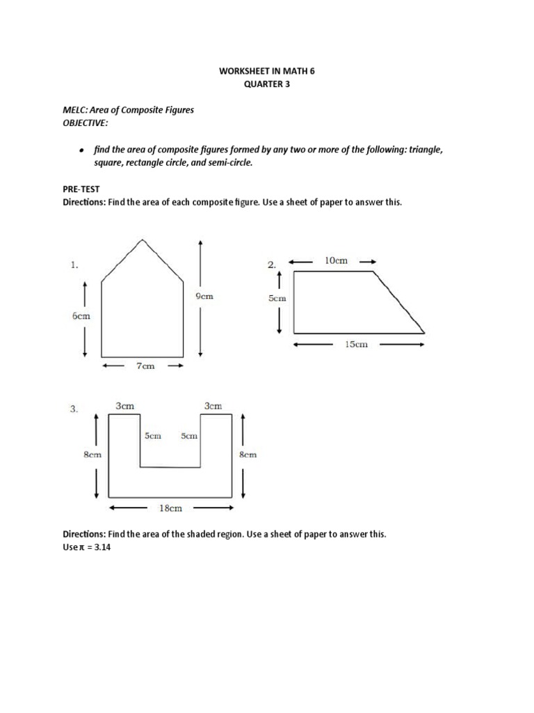 Composite Figures Worksheet 6th Grade