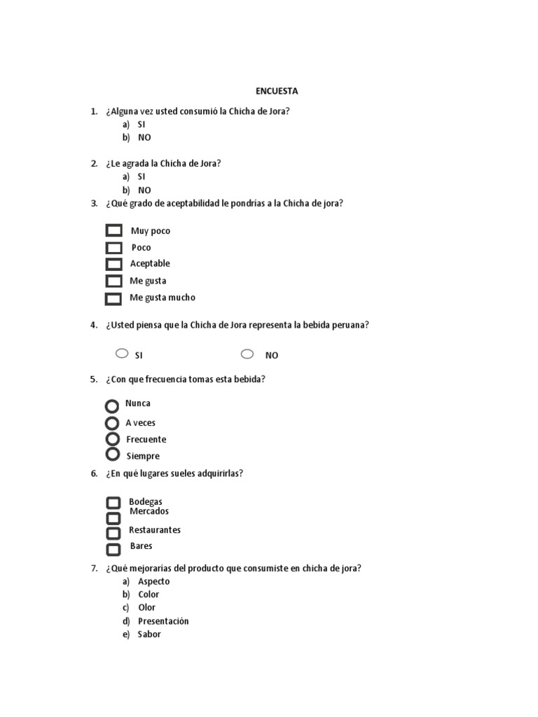 Encuesta Actualizado Grupal | PDF | Té | Bebidas