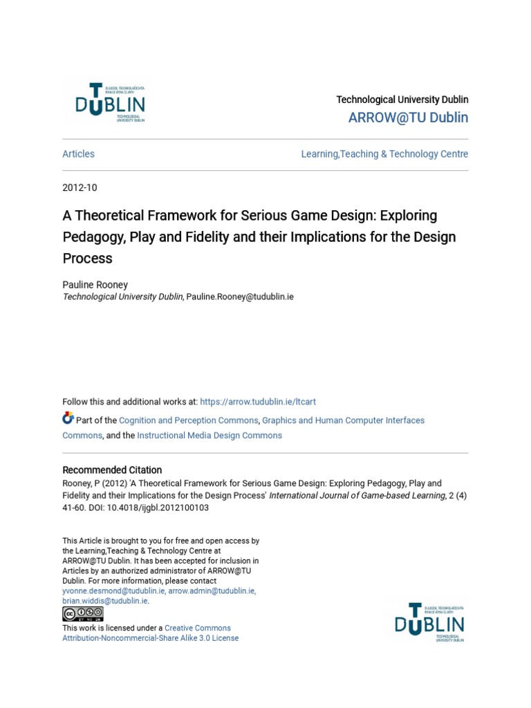 A Theoretical Framework For Serious Game Design - Exploring Pedago ...