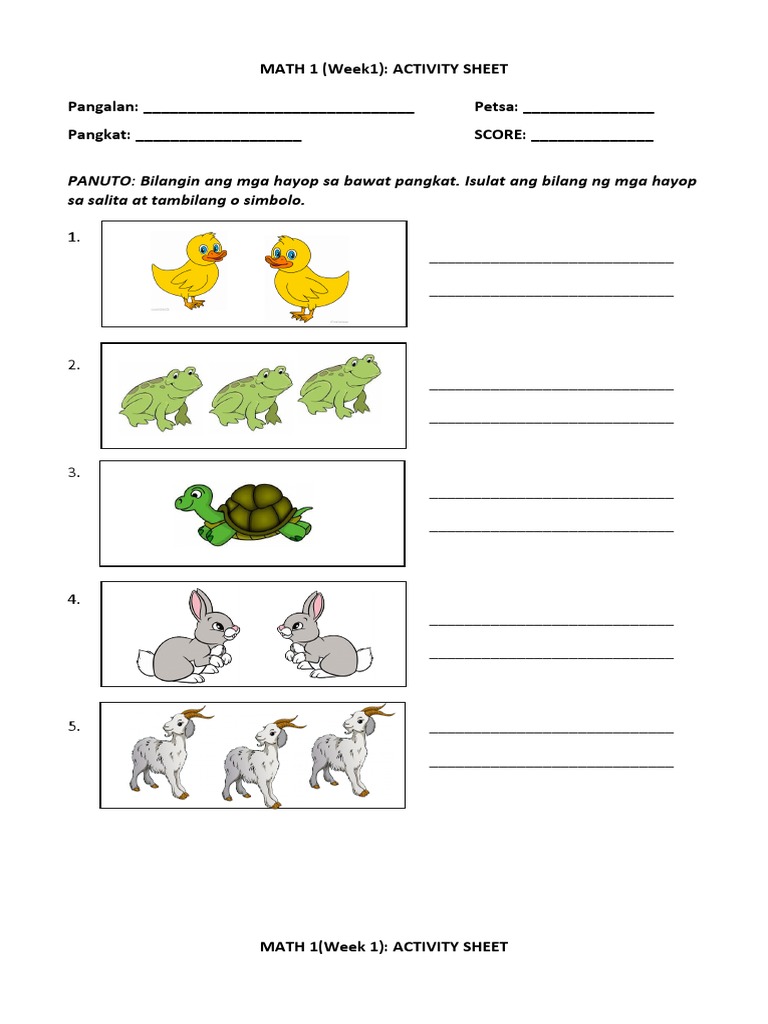 Grade 1 Activity Sheets Q1 Week 1 | PDF