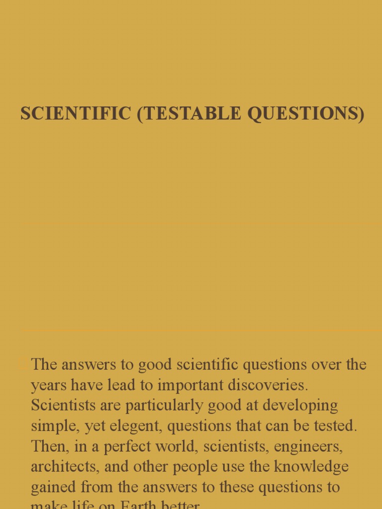 Crafting Testable Scientific Questions | PDF | Influenza | Knowledge