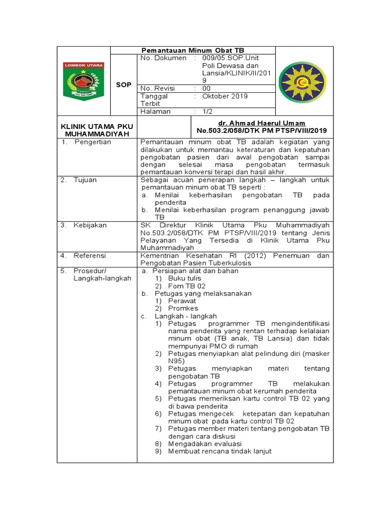 SOP Pemantauan Minum Obat TB | PDF