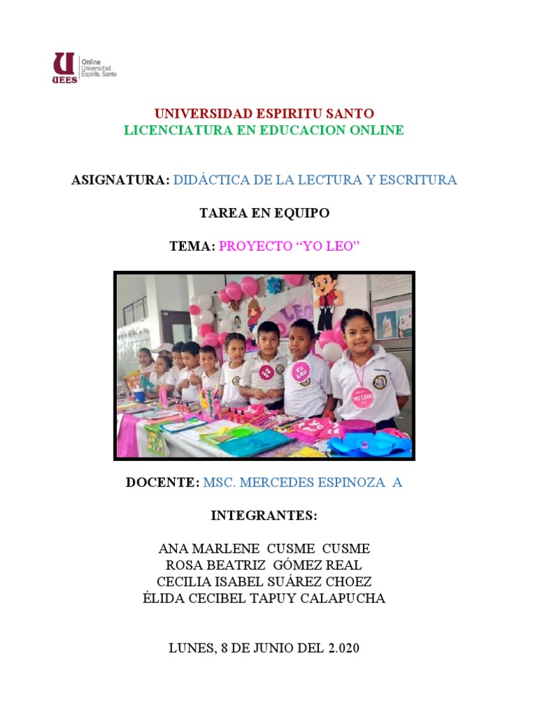 Proyecto "Yo Leo": Estrategias de Lectura | PDF | Comunicación | La ...