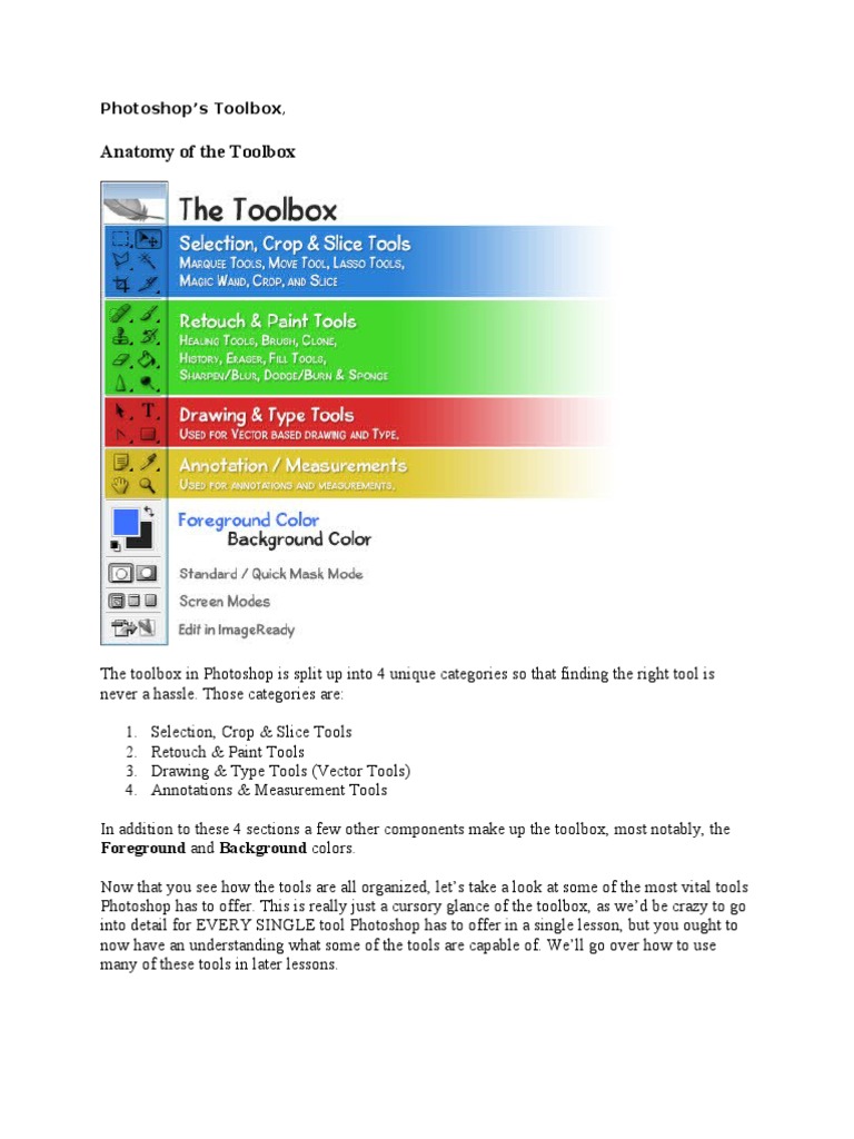 Anatomy of The Toolbox | PDF | Adobe Photoshop | Graphic Design