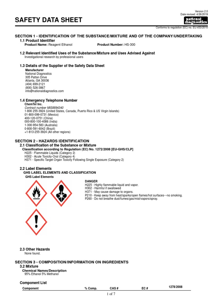Safety Data Sheet: Section 1 - Identification of The Substance/Mixture ...