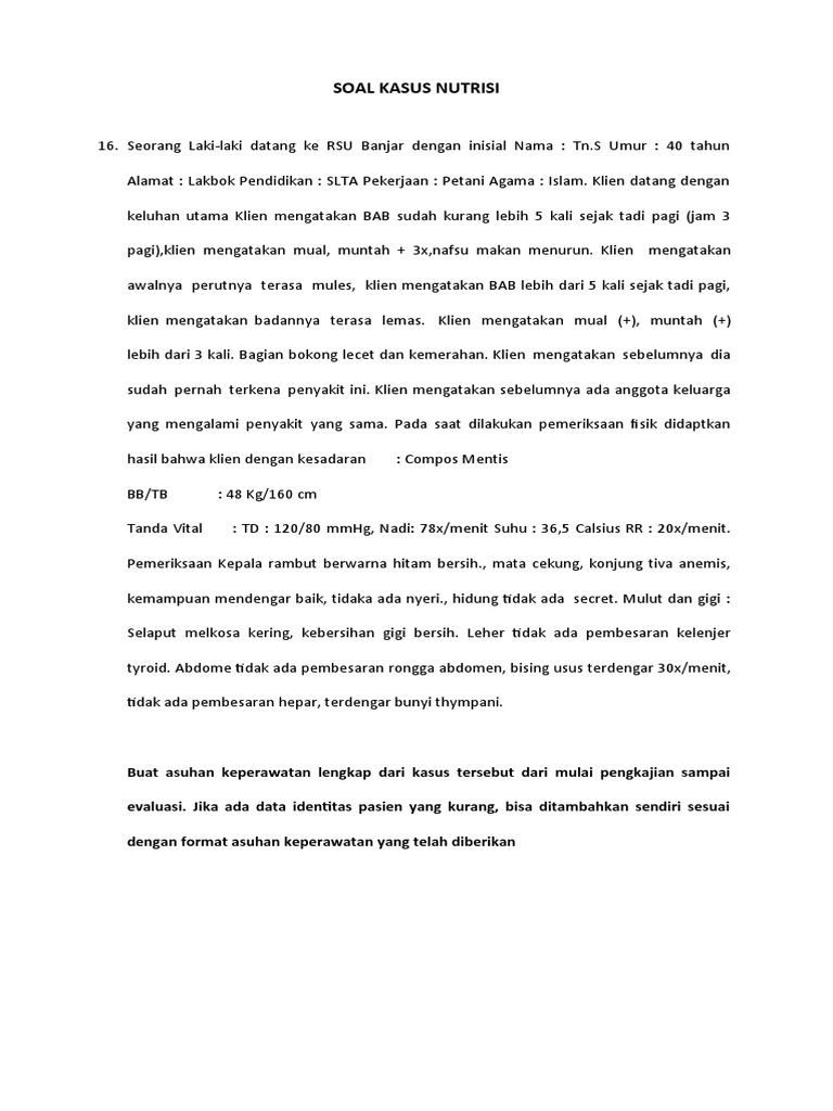 Contoh Soal OSCE Gizi Kasus Nutrisi | PDF