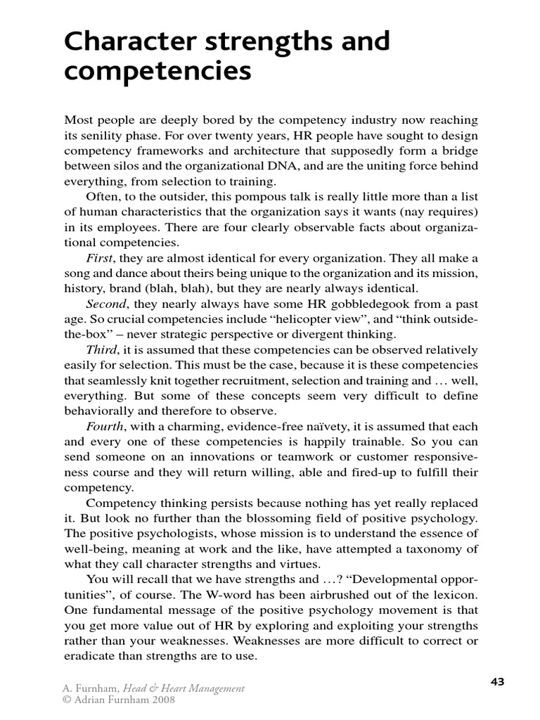 Character Strength and Competencies | PDF | Competence (Human Resources ...