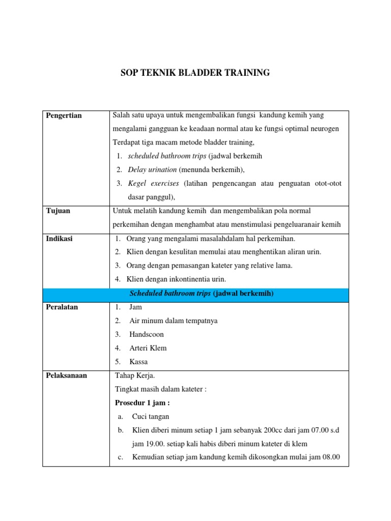 Prosedur Bladder Training untuk Kateter | PDF | Griya & Taman | Sains ...