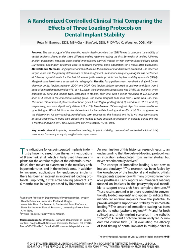 RCT-implant Stability | PDF | Dental Implant | Medical Specialties