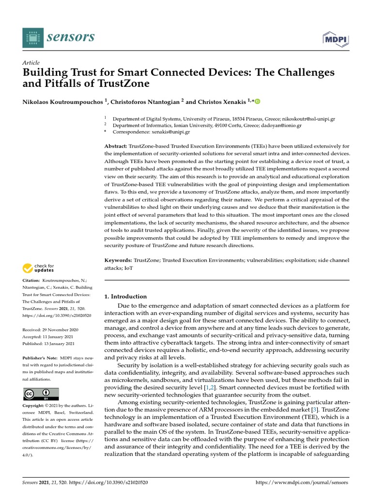 Building Trust For Smart Connected Devices: The Challenges and Pitfalls ...
