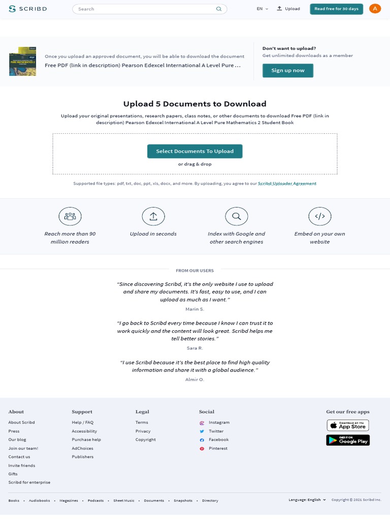 Upload 5 Documents To Download: Free PDF (Link in Description) Pearson ...