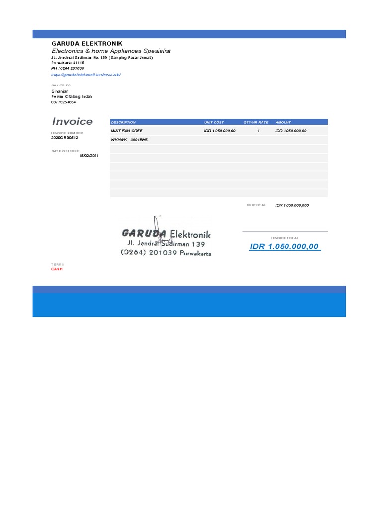 Invoice: Electronics & Home Appliances Spesialist | PDF