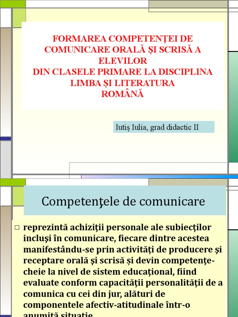 Formarea Competenței de Comunicare Orală Și Scrisă | PDF