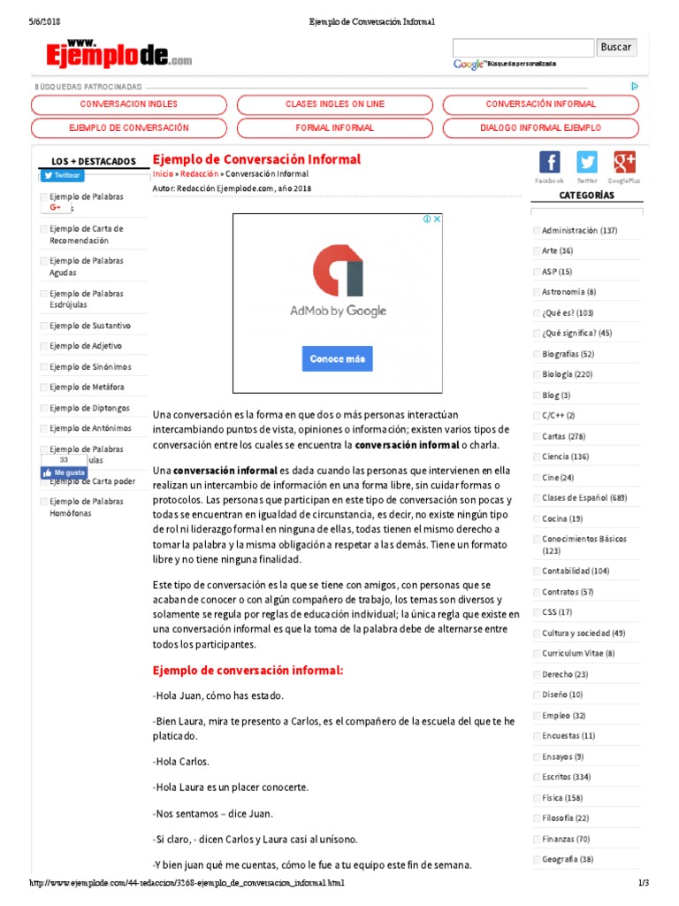 Ejemplo de Conversación Informal | PDF | Internet | Business